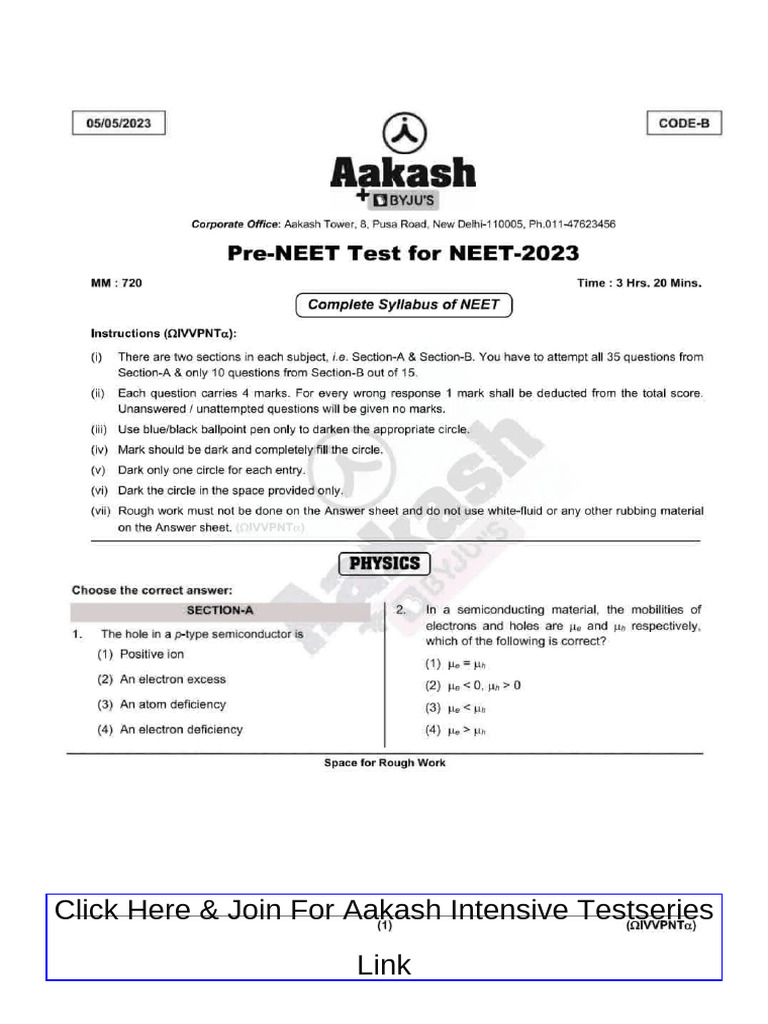 Pre-NEET (Code-B) | PDF