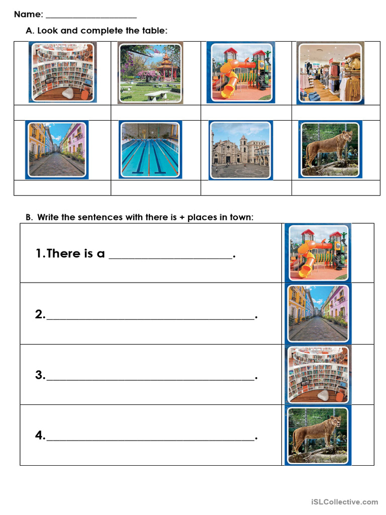 My Town Vocabulary, There is_There are Grammar | PDF