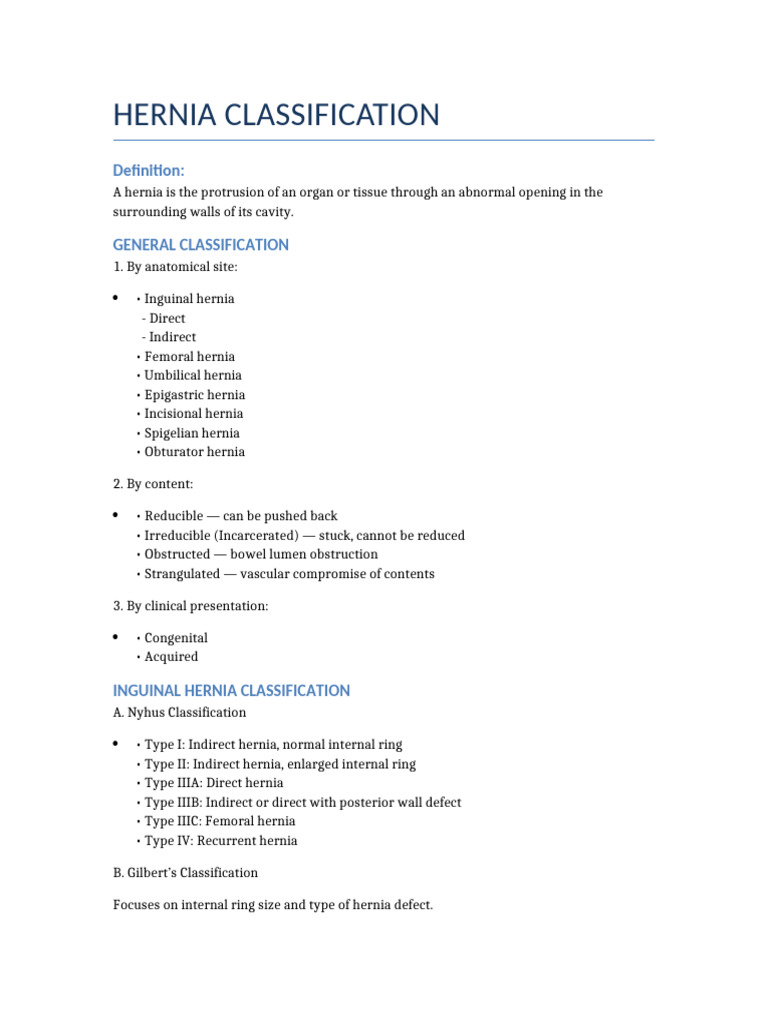 Hernia Classification | PDF