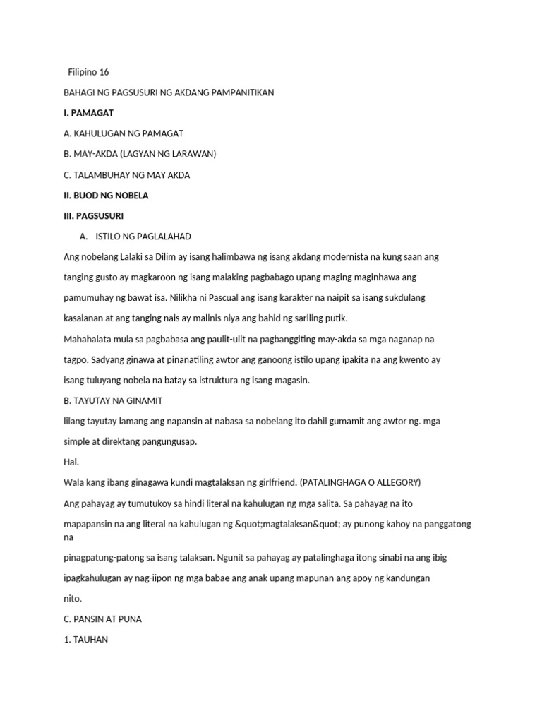 Filipino 16 PAGSUSURI PAMANTAYAN | PDF