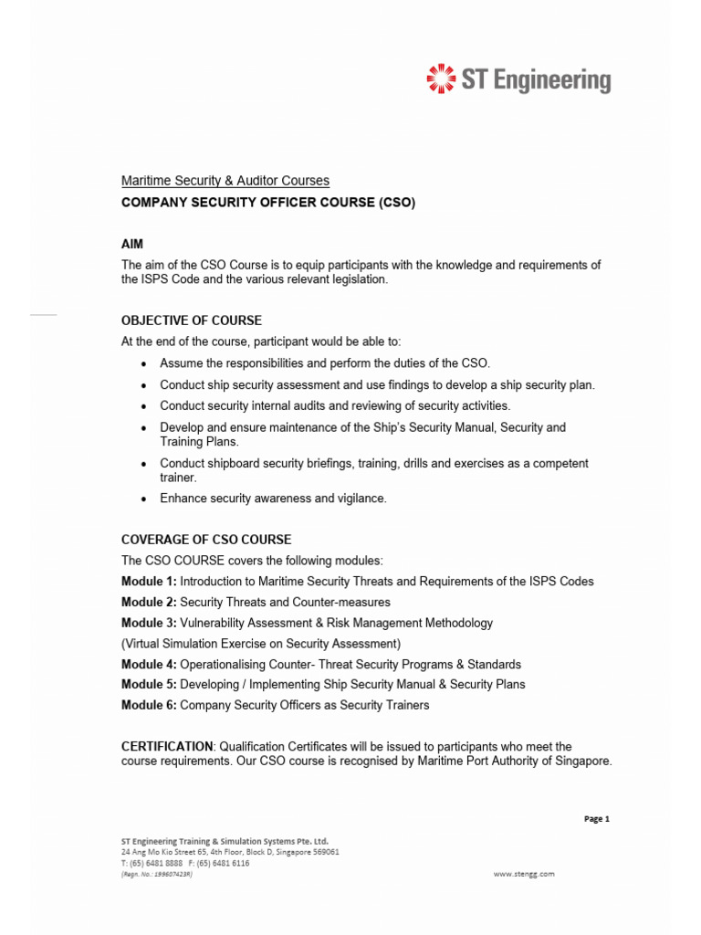 13 Company Security Officer Course | PDF