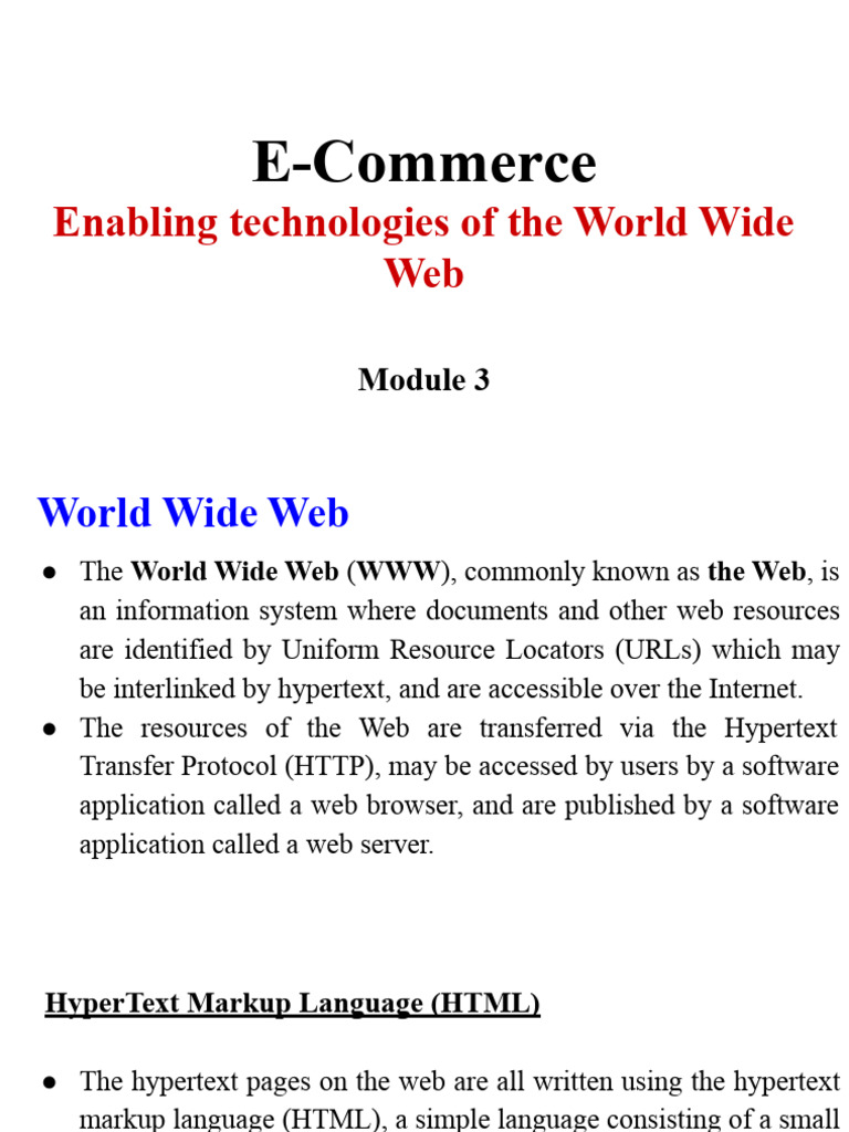 E-Commerce Technologies Overview | PDF | Osi Model | World Wide Web