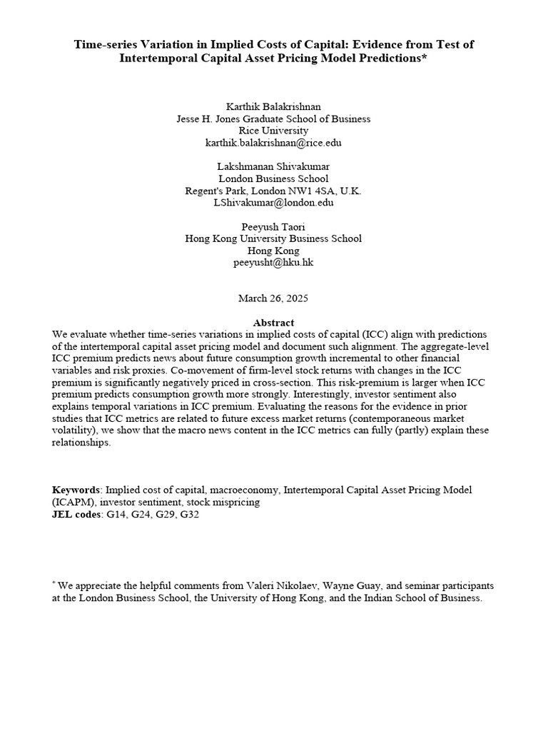 Time-Series Variation in Implied Costs of Capital: Evidence From Test ...