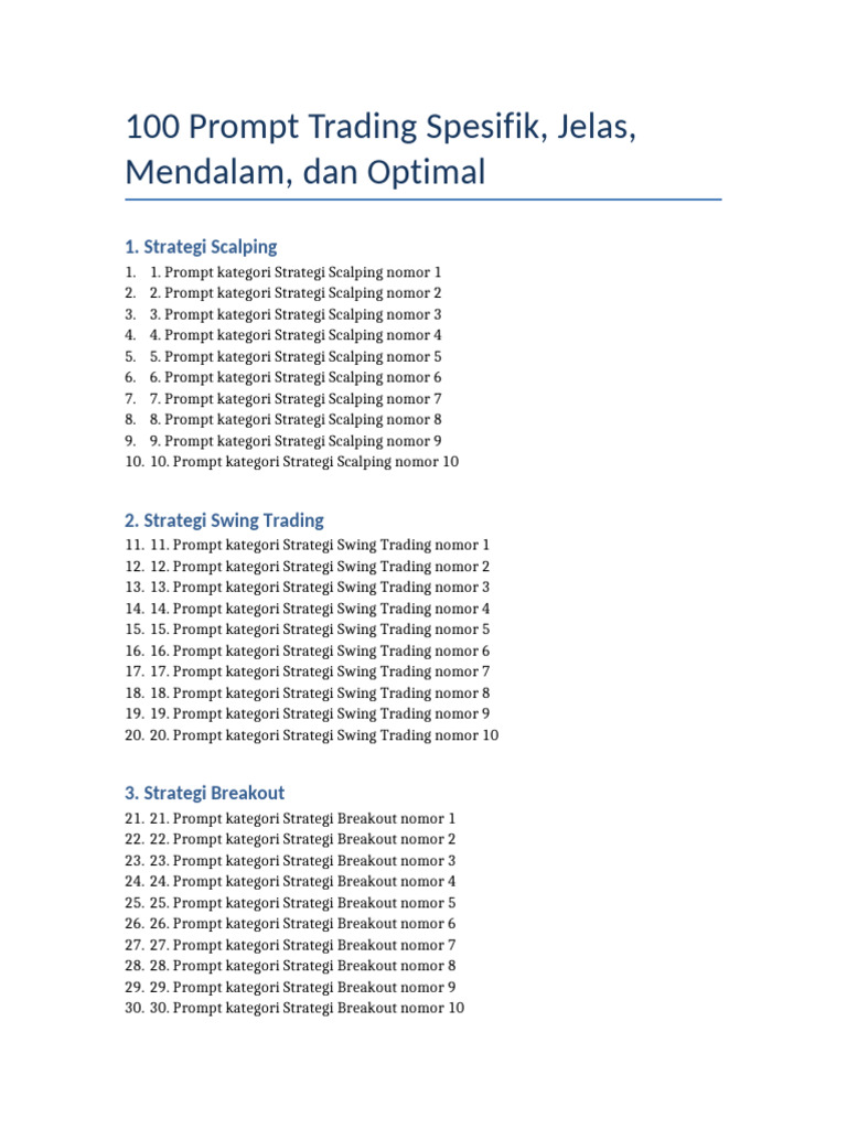100 Prompt Trading untuk Strategi Beragam | PDF