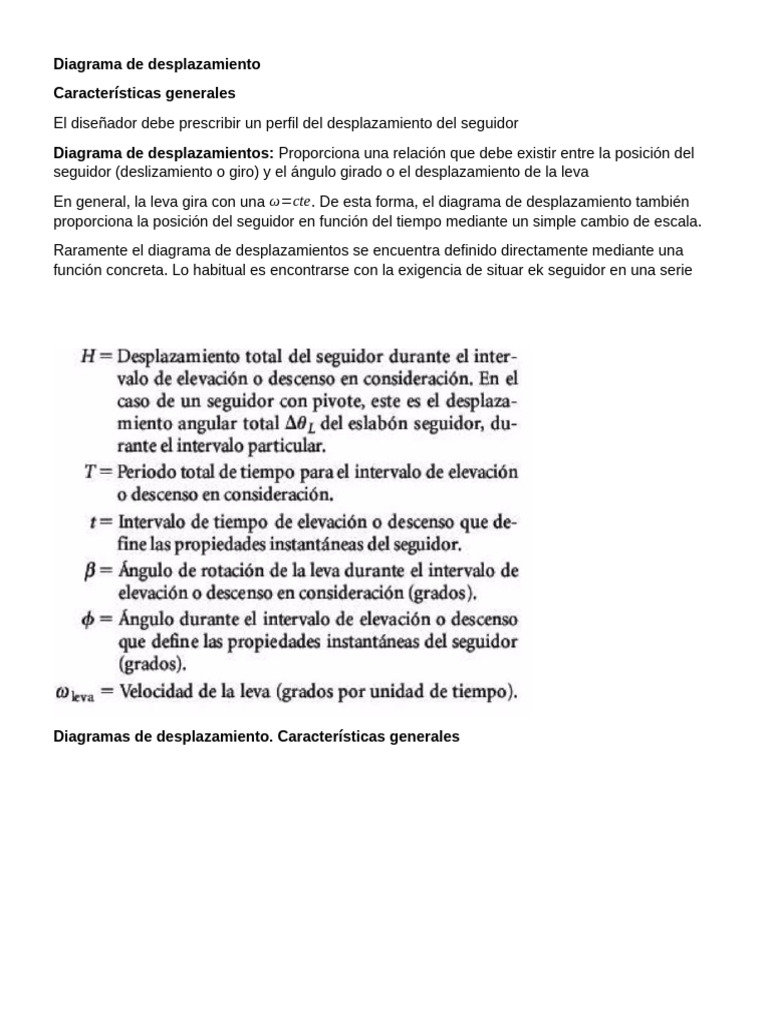 Diagrama de Desplazamiento - Diseño de Mecanismos | PDF