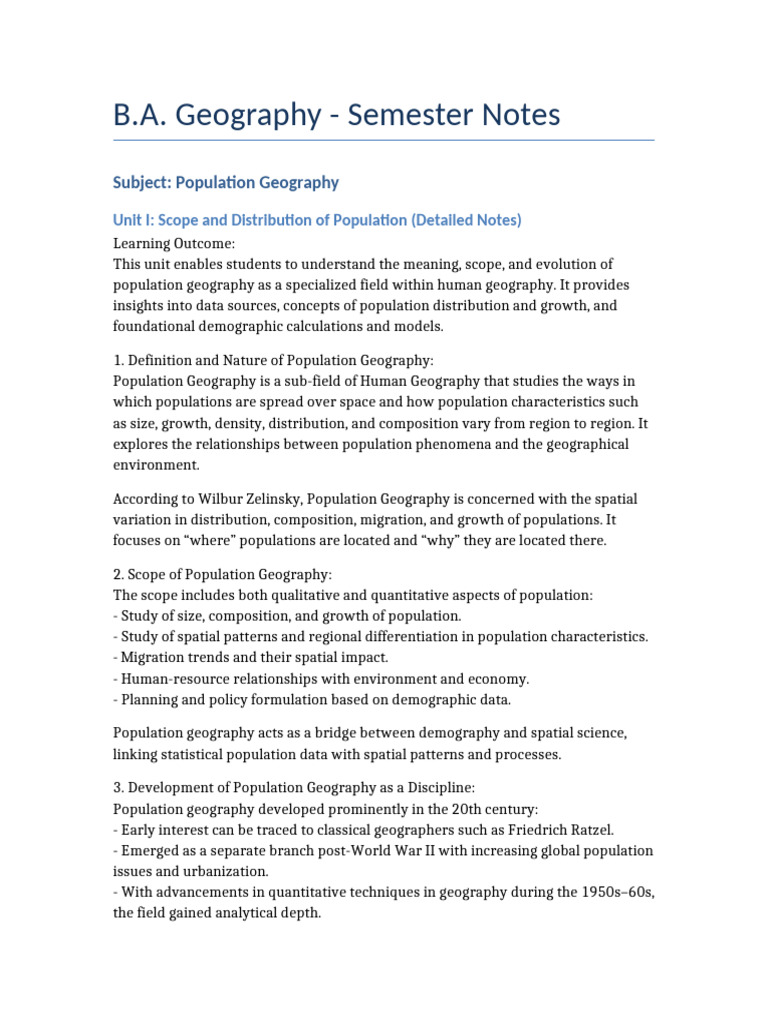 Population Geography Overview and Insights | PDF | Geography | Demography