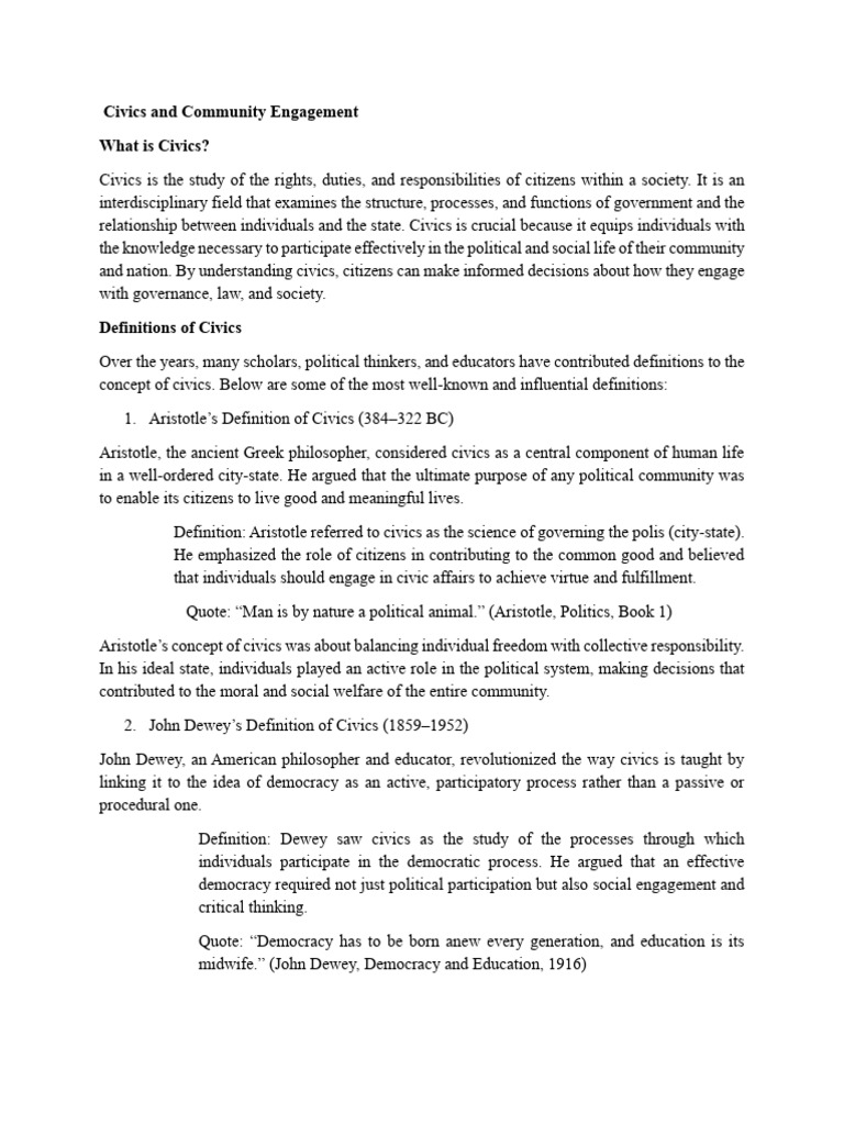 Lecture 1 (Civics and Community Engagement) | PDF | Civic Engagement ...