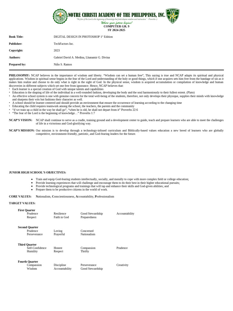 Cplan - Com 09 - 1st Quarter Sy 2024-2025 | PDF | Brand | Adobe Photoshop