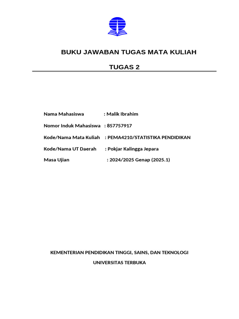 Soal TT 02 Statistika Pendidikan 2025.1 | PDF
