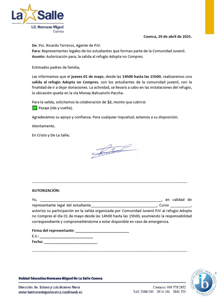 Permiso Salida | PDF