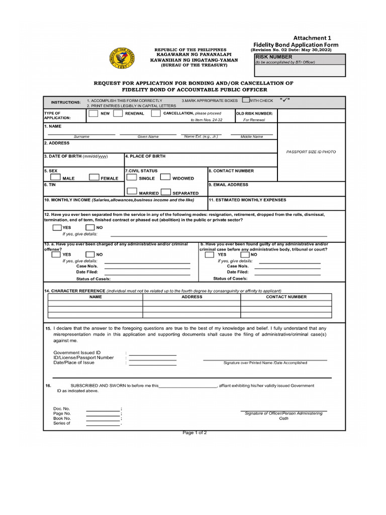 Fidelity Bond Application Form SK Chairman | PDF | Youth | Youth ...