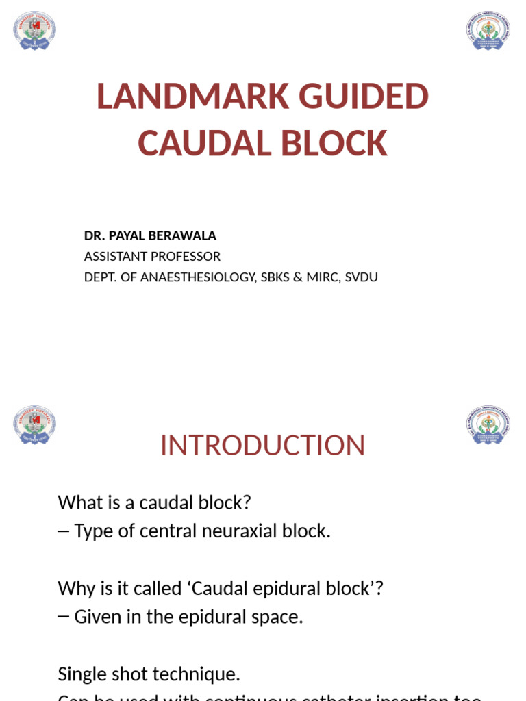 Landmark Guided Caudal Block | PDF | Anesthesia | Pain