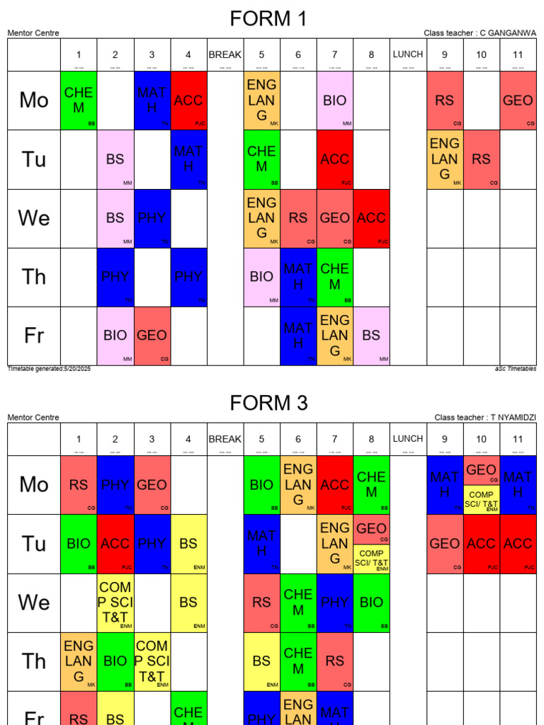 Term 2 Time Table Final Draft | PDF
