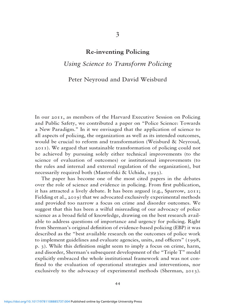 Transforming Policing Through Science | PDF | Science | Police