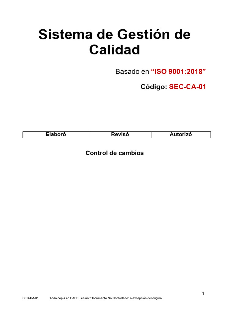 Sistema De Gestion De La Calidad 1 Pdf Calidad Comercial