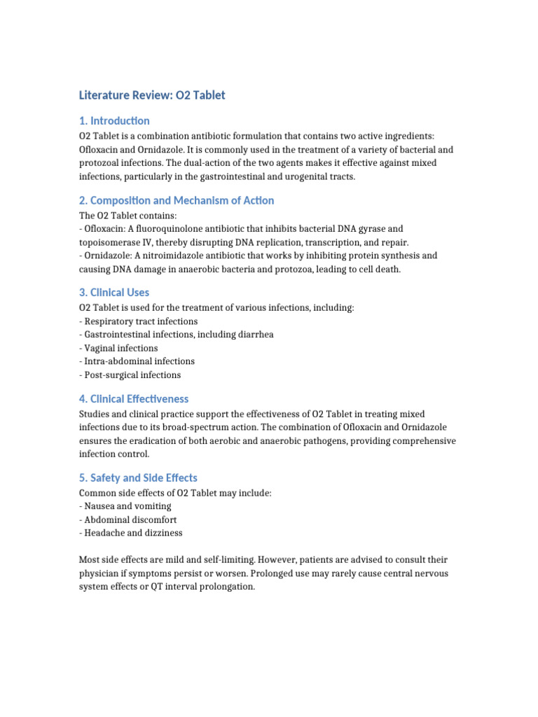 O2 Tablet Literature Review | PDF