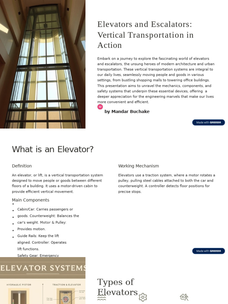 Copy of Elevators and Escalators Vertical Transportation in Action | PDF | Elevator | Escalator