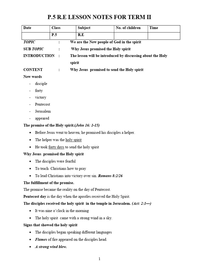 p.5 R.E Lesson Notes Term 2 | PDF | Confirmation | Sacraments