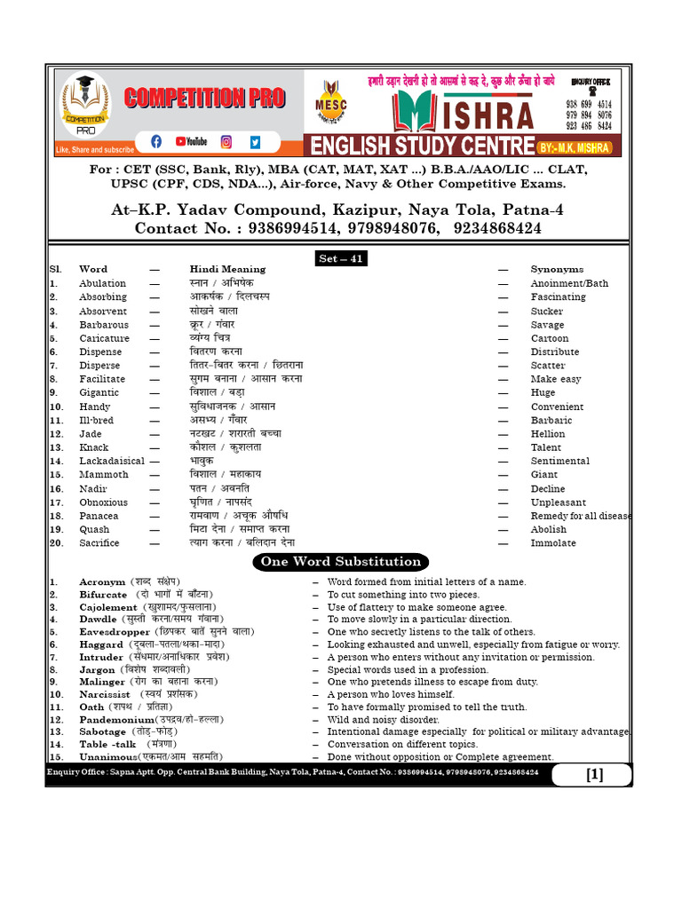 SSC Word Meaning | PDF