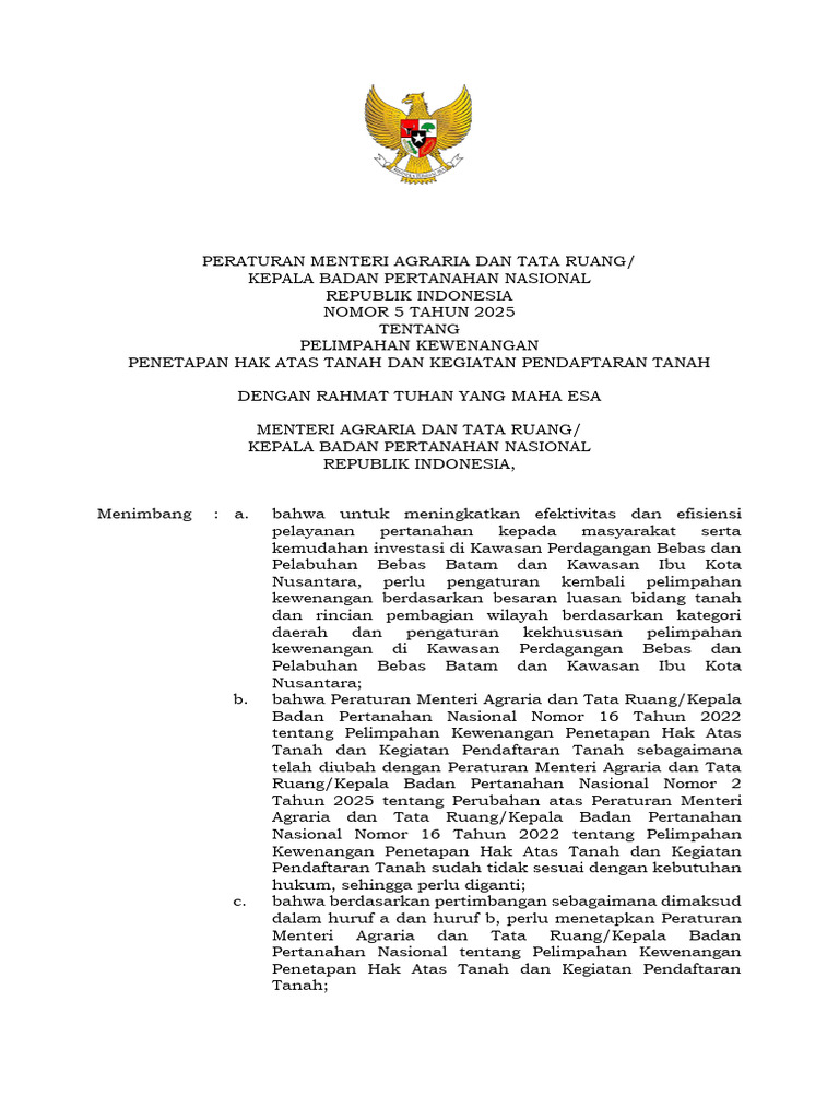 Permen Atr BPN 5 2025 | PDF