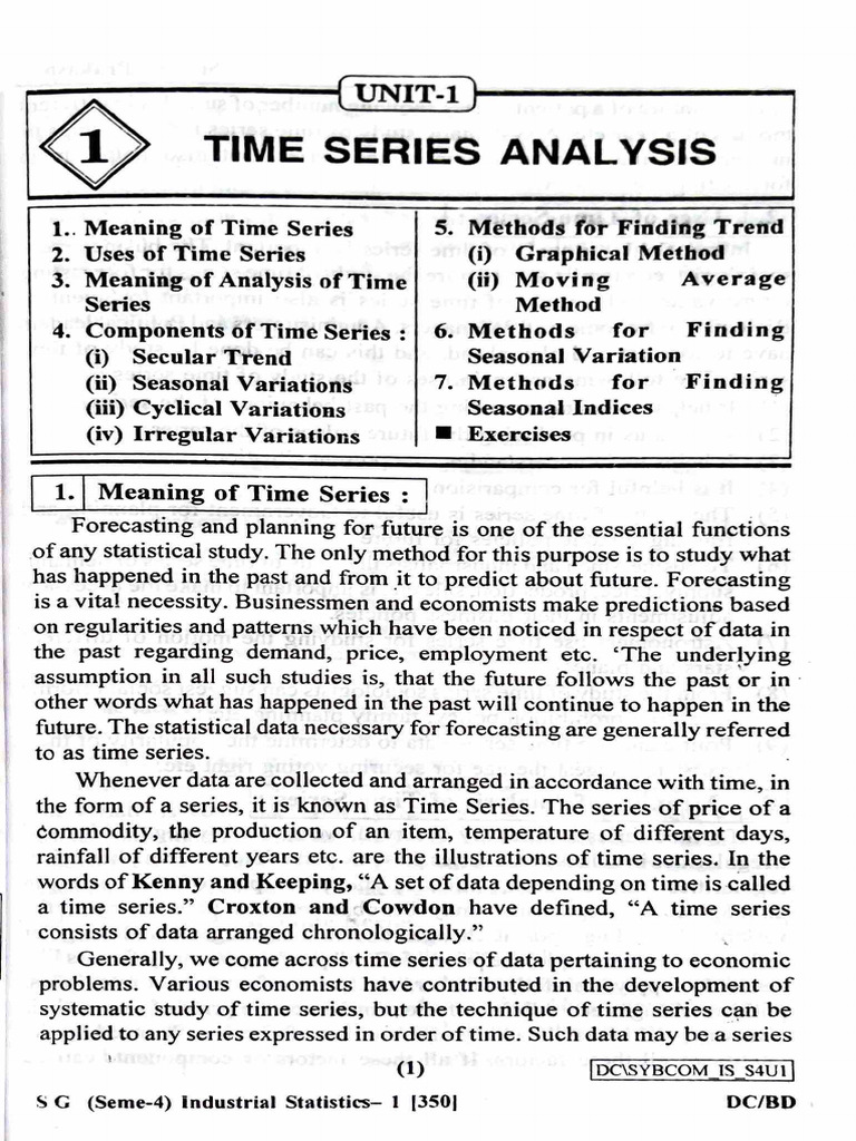 Unit 1 (Time Series Analysis) - 48514db1 c405 4834 A28f C4e034b61ccc | PDF