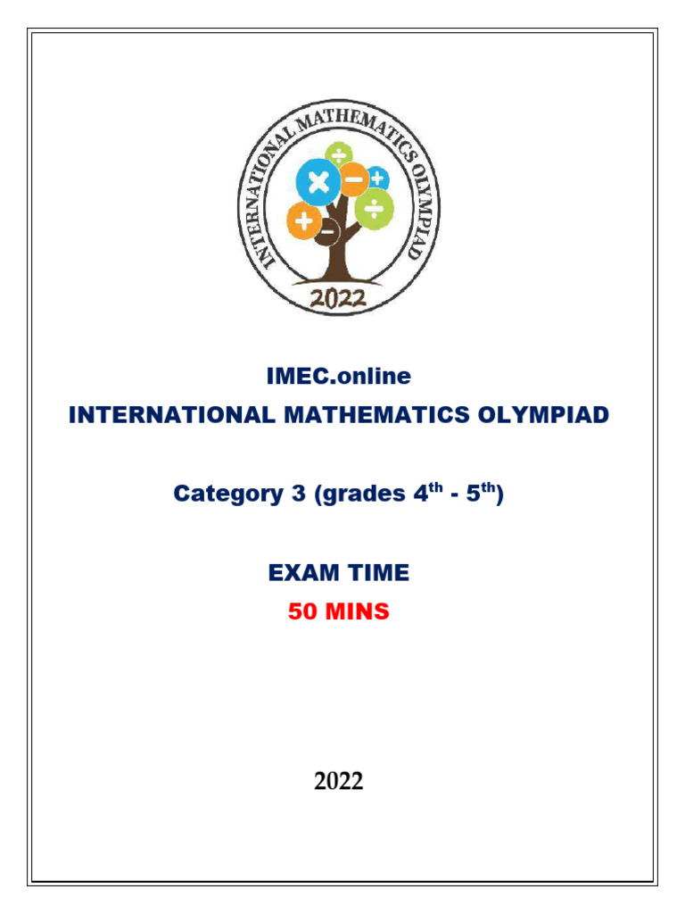 Sample Paper Category 3 (G4 - G5) - 1 | PDF | Arithmetic | Mathematics
