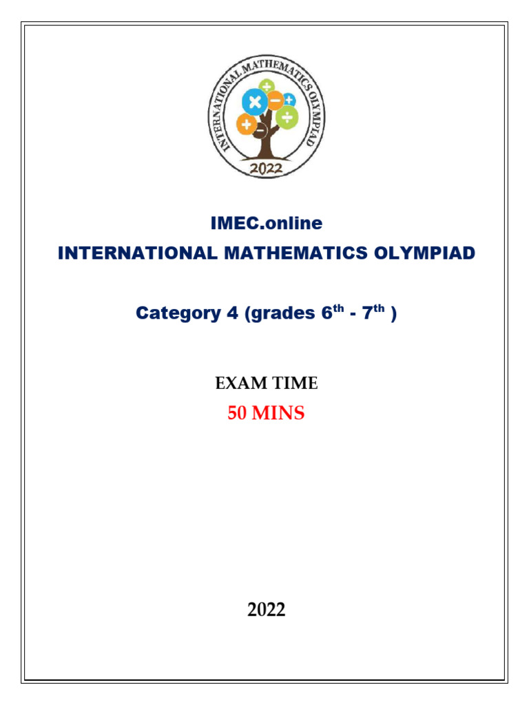 Sample Paper Category 4 (G6 - G7) - 1 | PDF | Mathematics