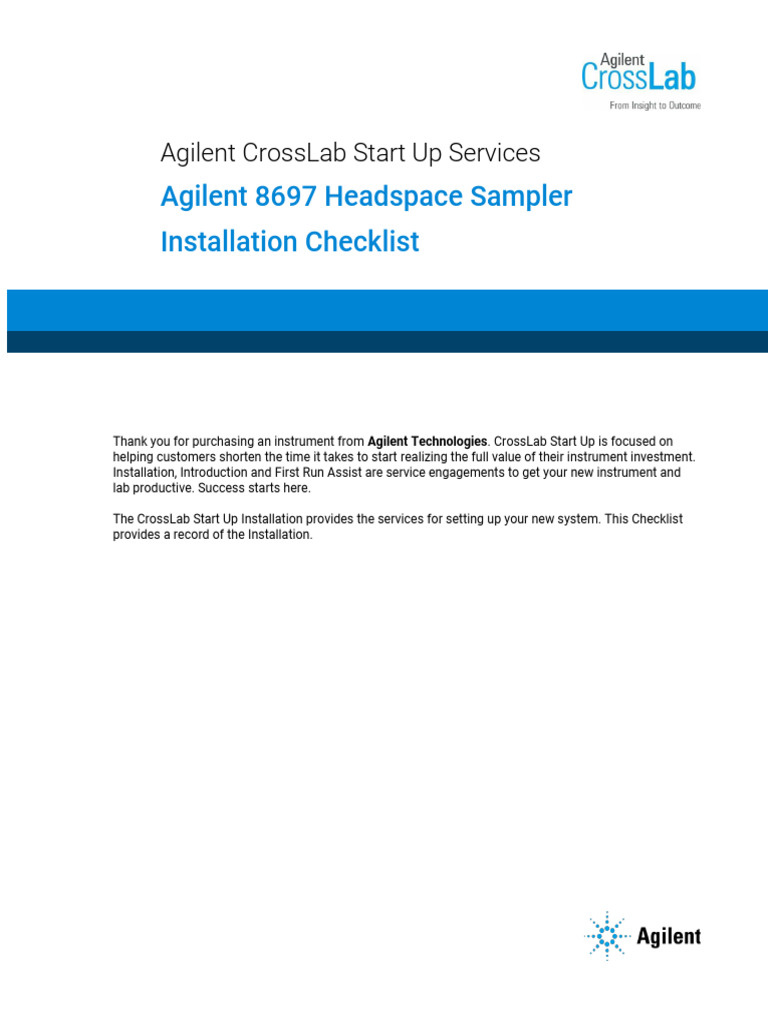 Agilent HS 8697 Installation Checklist | PDF | Barcode | Computing