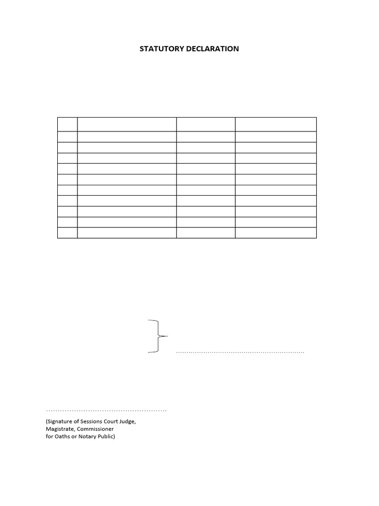 Statutory Declaration | PDF