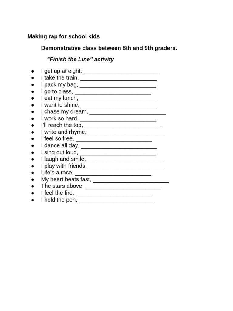 Engaging Rap Activities for Kids | PDF