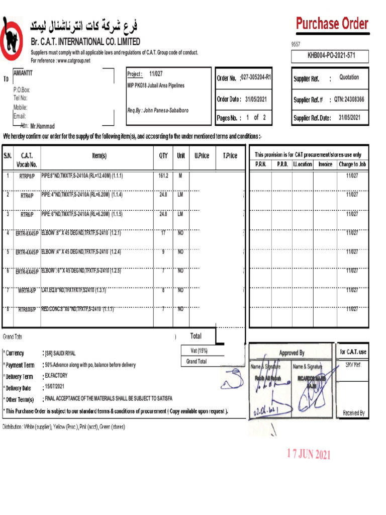 Po 027 305204 R1 MR 016 RTR Pipes | PDF | Written Communication | Freight Transport