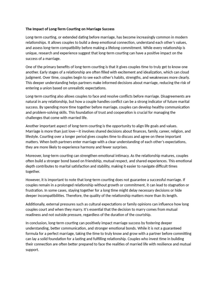 The Impact of Long Courtship | PDF | Marriage | Intimate Relationships