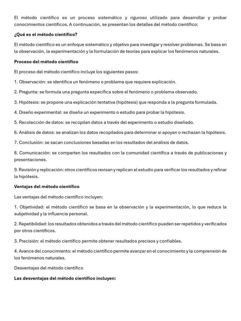 Guía del Método Científico: Pasos y Ventajas | PDF | Método científico ...