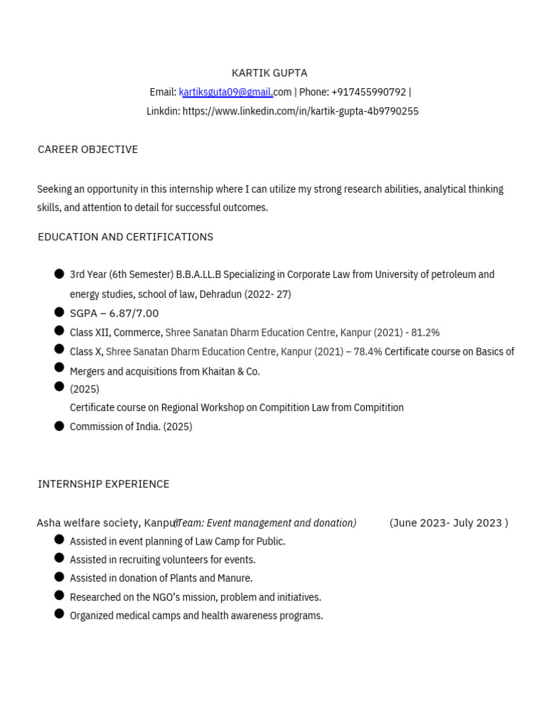 Kartik Gupta CV PDF | PDF