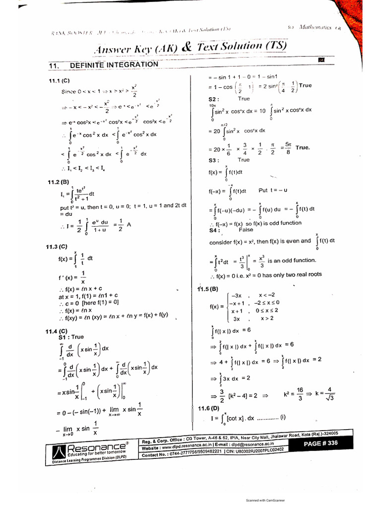 Definite Integral - Sol | PDF