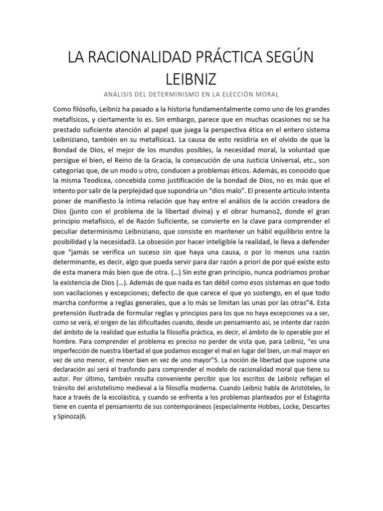 LA RACIONALIDAD PRÁCTICA SEGÚN LEIBNIZ | PDF | Gottfried Wilhelm Leibniz | Enseñanza de matemática