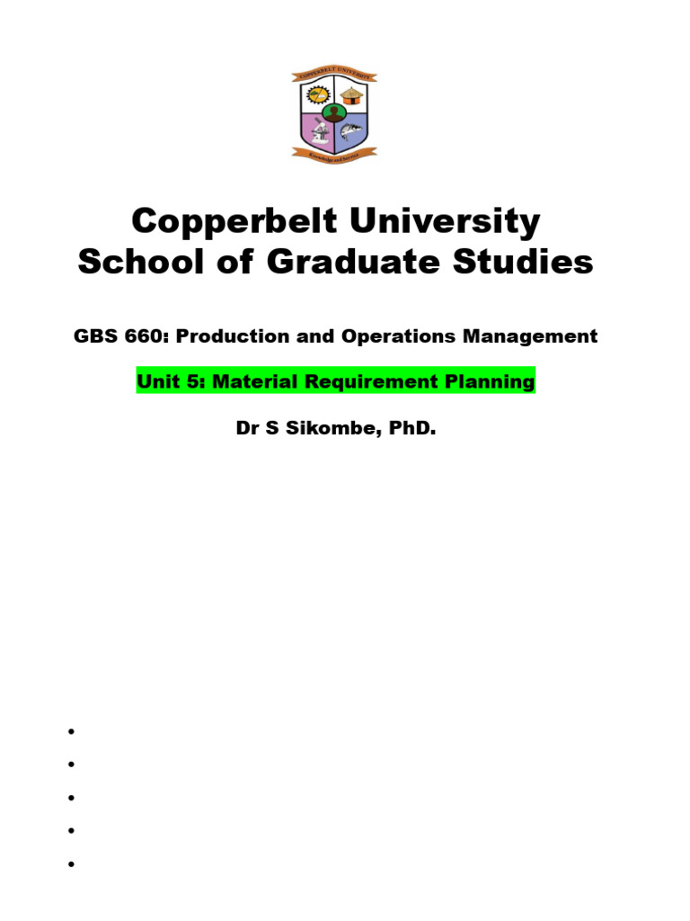 Components of Material Requirement Planning | PDF | Production And ...