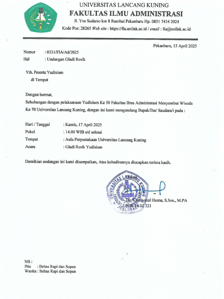 2025-04-15 Undangan Gladik Resik Yudisium - Peserta Yudisium | PDF