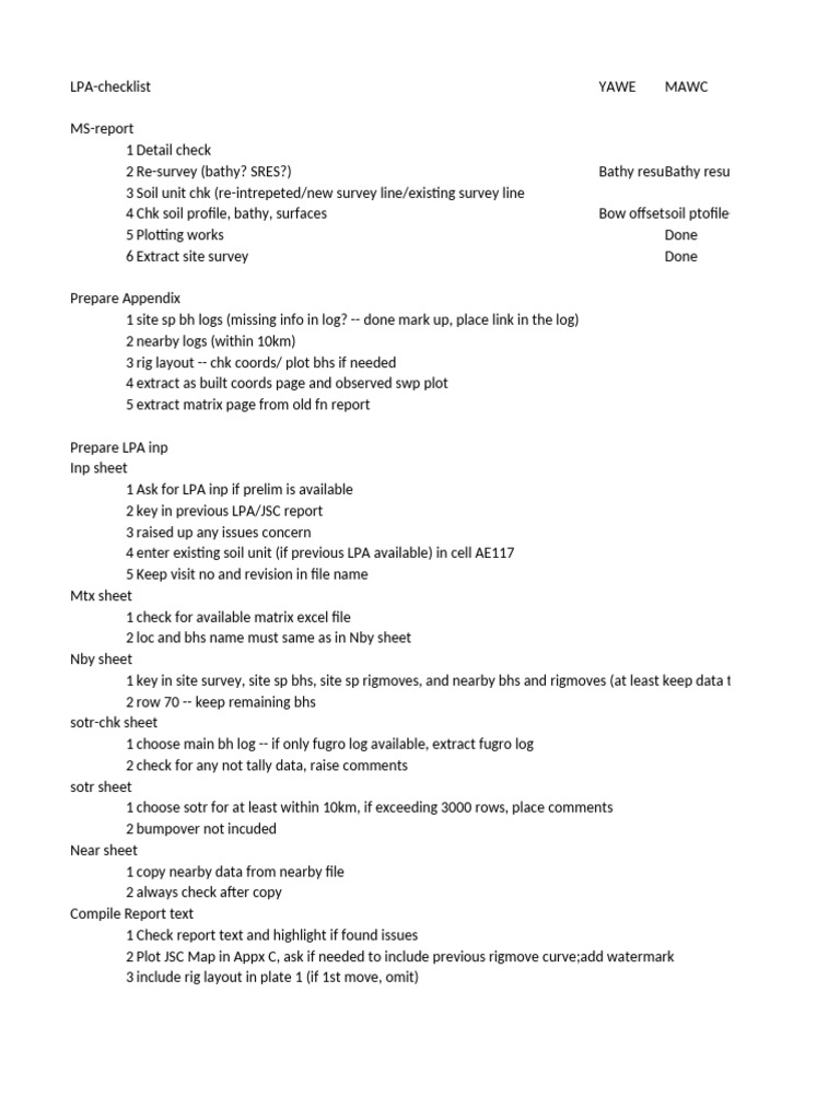 00 LPA Checklist | PDF