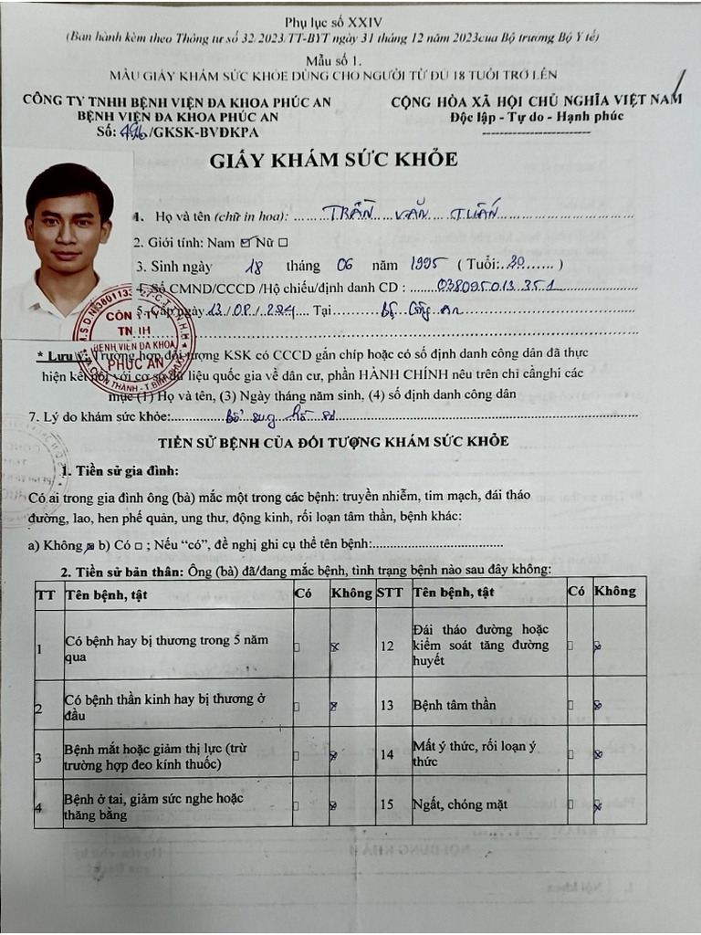 Mẫu giấy khám | PDF