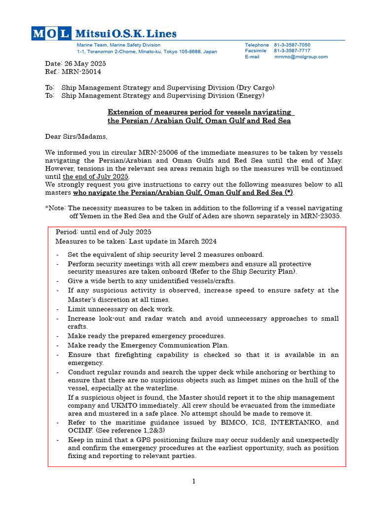 Extended Security Measures for Gulf Vessels | PDF | Persian Gulf | Red Sea