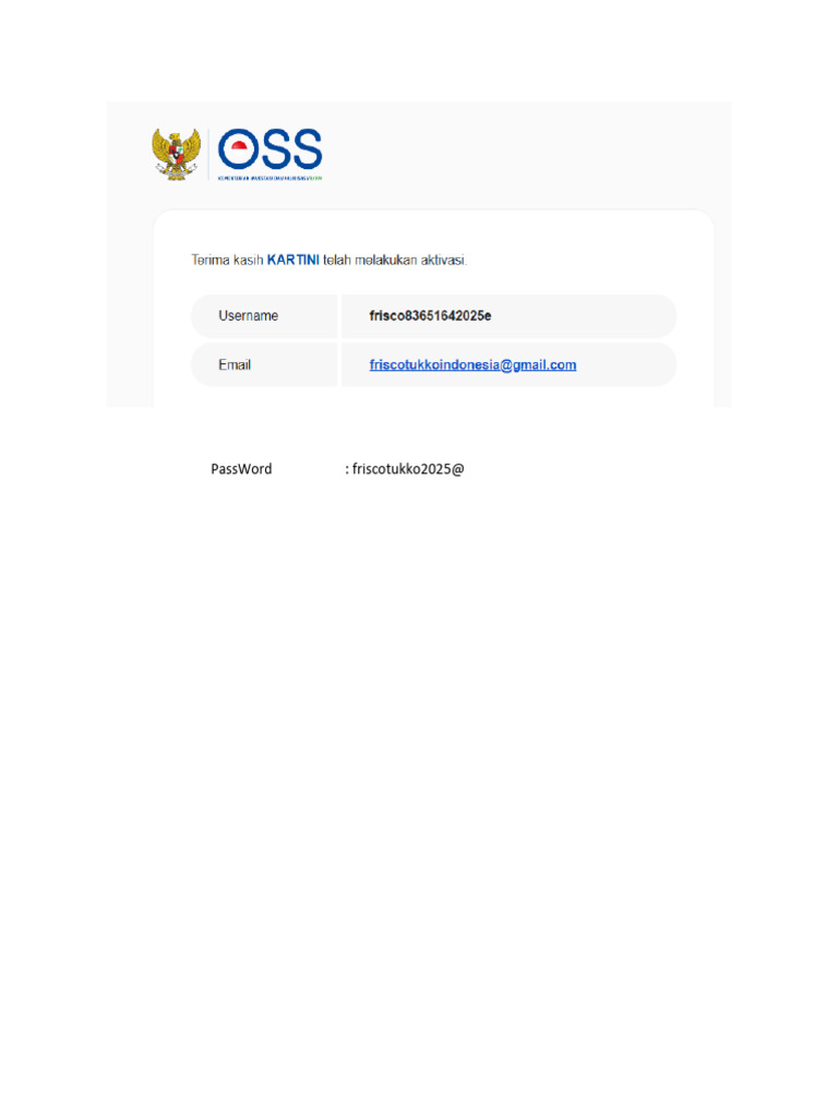 Akun Oss PT Frisco Tukko Indonesia | PDF