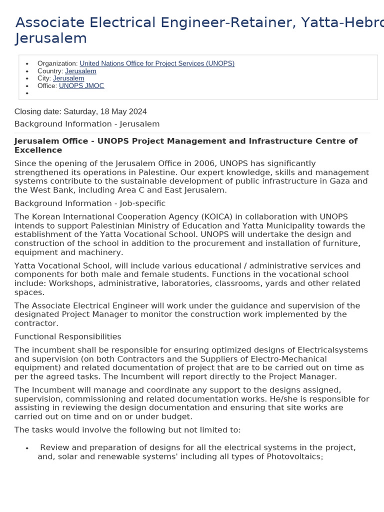 Associate Electrical Engineer Job Description | PDF | Specification (Technical Standard)