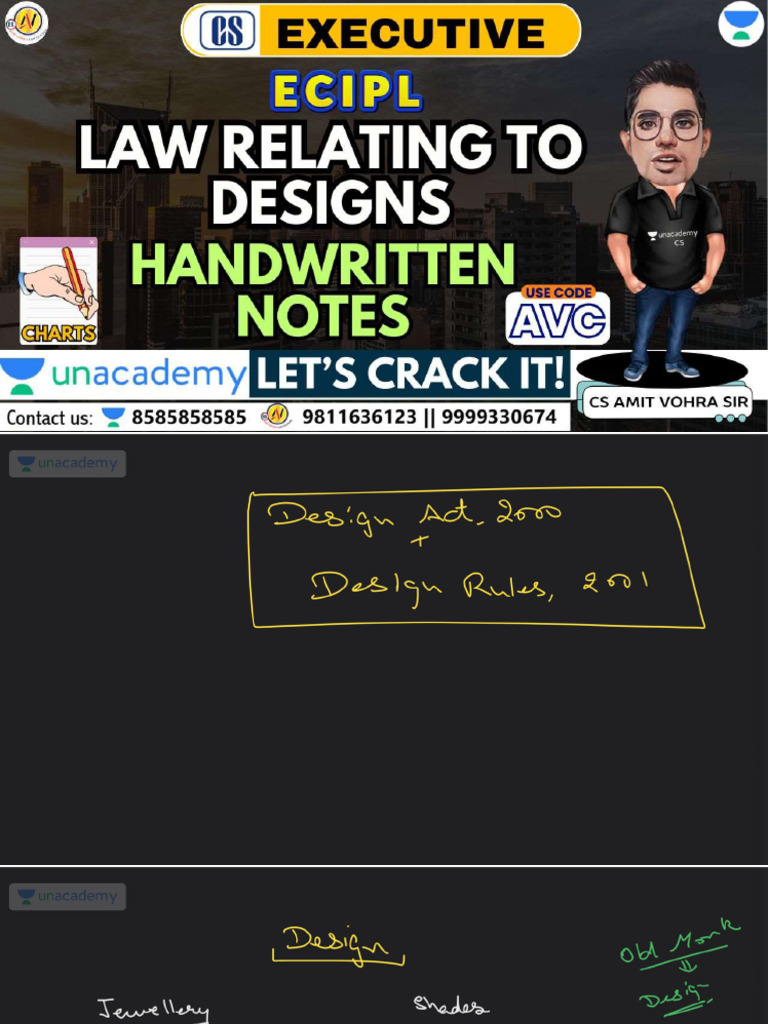 AV Sir IPR Handwritten Notes (Design Act, 2000) | PDF