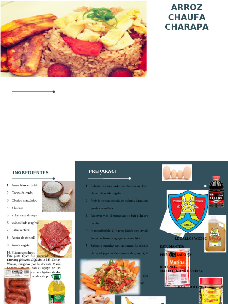 Arroz Chaufa Charapa: Receta Escolar | PDF