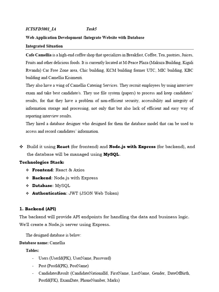 Integrated Situation TASK5 | PDF | Databases | My Sql