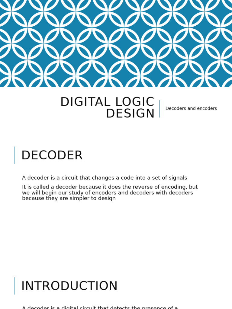 Lecture 14 Decoders and Encoders | PDF | Logic Gate | Bit