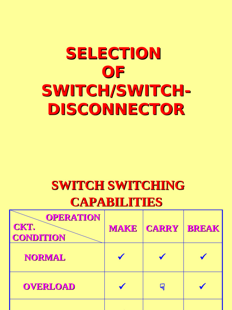 Selection of Switch/switch-Disconnector | PDF | Fuse (Electrical) | Electrical Equipment