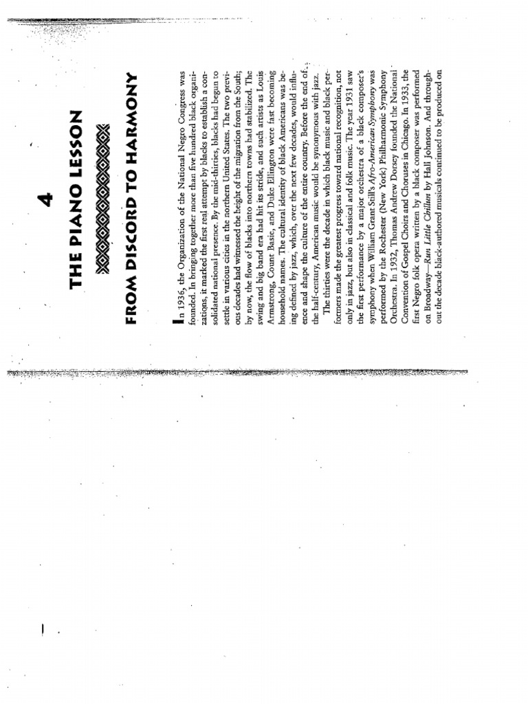 Critical Essay - Pereira - The Piano Lesson - From Discord To Harmony | PDF
