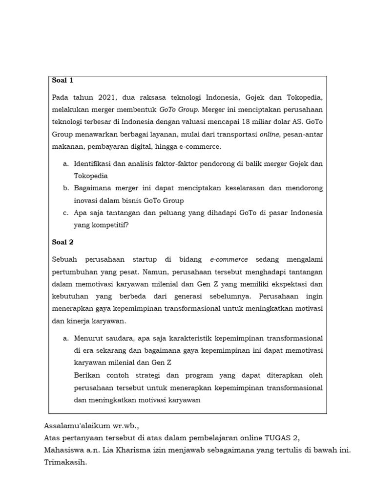 Tugas 2 - Pengantar Bisnis - Lia Kharisma | PDF